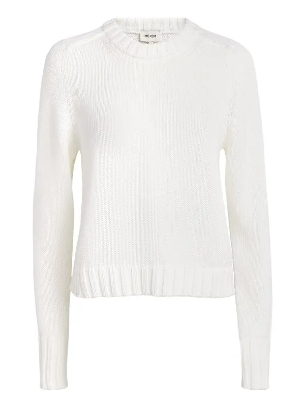 ME+EM Organic Cotton Essential Cropped Sweater - White