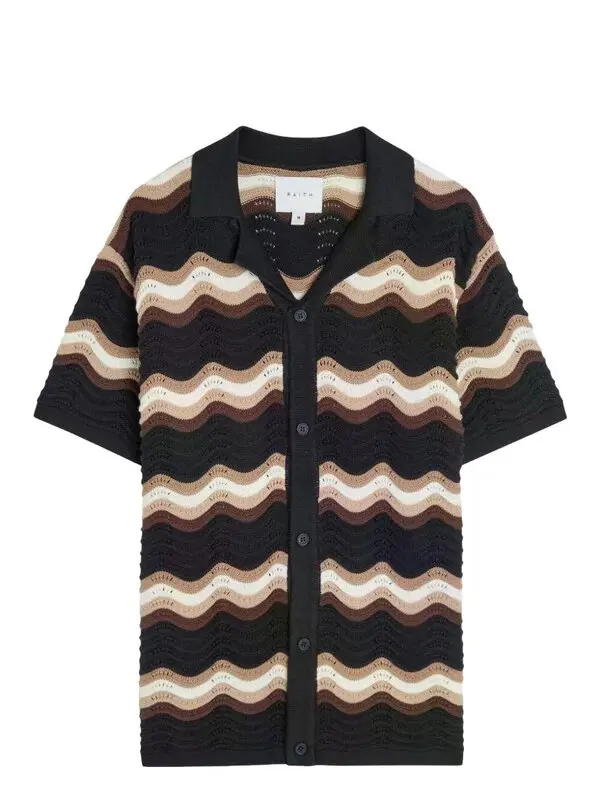 RAITH Primavera Chevron-knit Short-sleeve Polo Shirt - Black