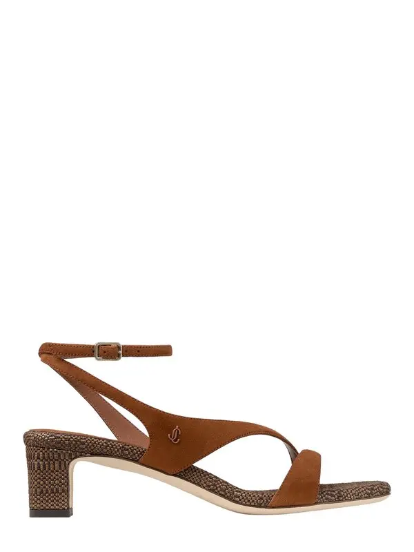 JIMMY CHOO Faye 45 Suede And Raffia Sandals - Neutral