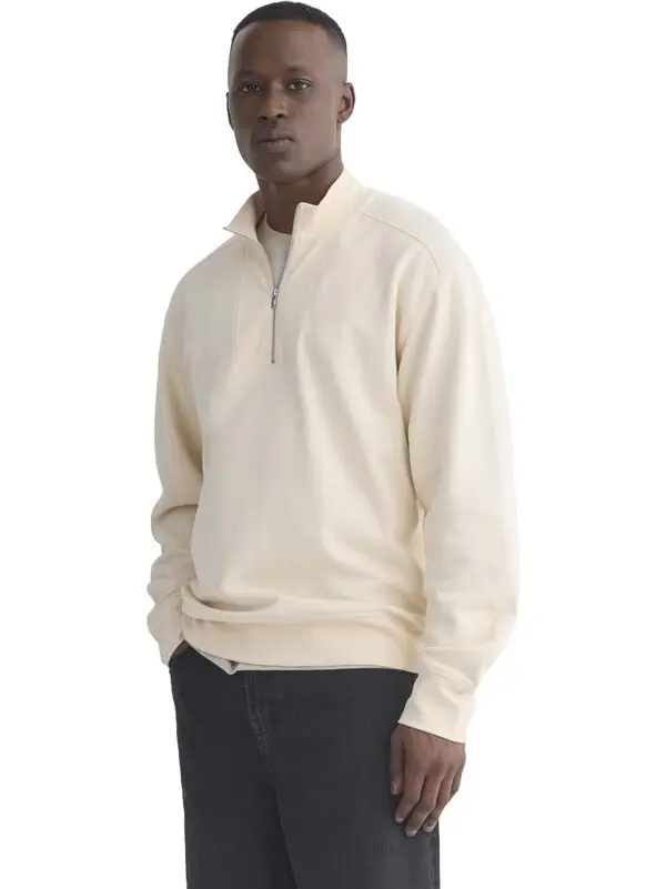 Everlane Lightweight Terry Zip Pullover - Parchment