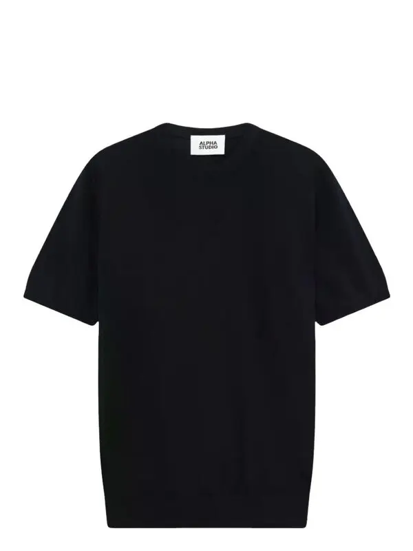 Alpha Studio Short-sleeve Ribbed-trim T-shirt - Blue