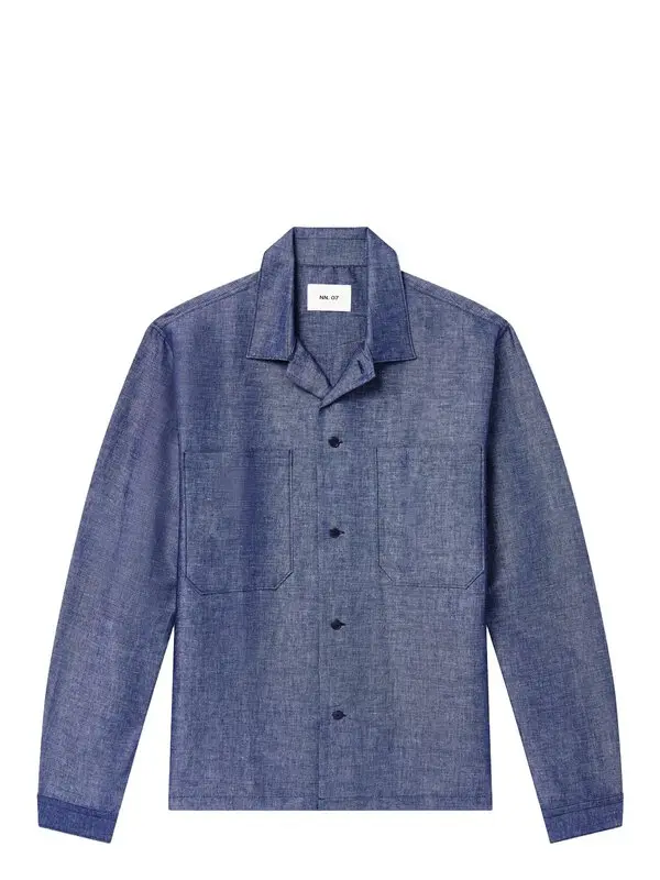 Nn07 Rob Cotton And Linen-blend Chambray Shirt - Blue