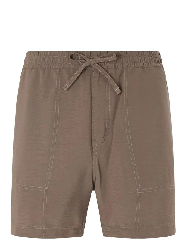 Nn07 Ryder 5971 Straight-leg Tencel™lyocell -blend Drawstring Shorts - Brown