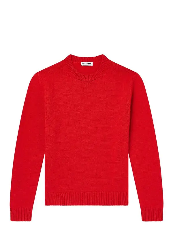 JIL SANDER Wool Crew Neck Sweater - Red