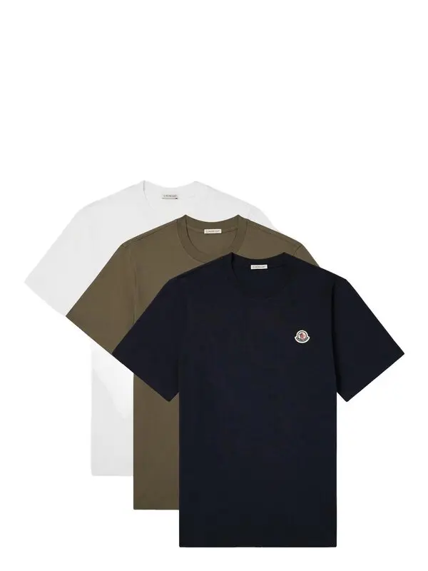 Moncler Pack Of Three Logo-appliquéd Cotton-jersey T-shirt - Multi