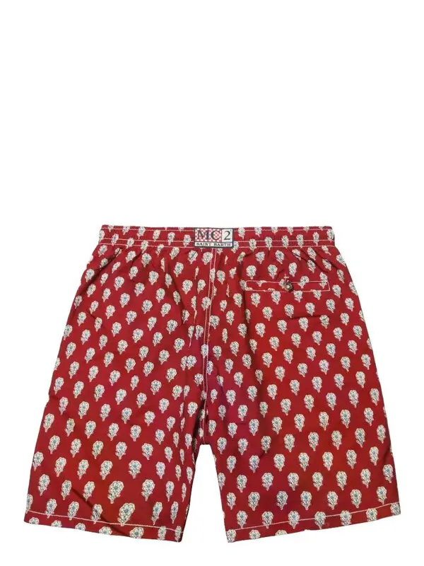 MC2 SAINT BARTH Burgundy Floral Print Swim Shorts - Red