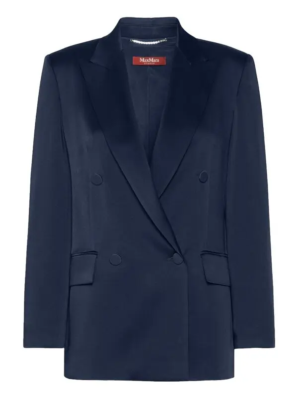 Max Mara Double-breasted Satin Blazer - Midnightblue
