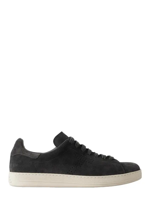 TOM FORD Warwick Perforated Suede Sneakers - Gray