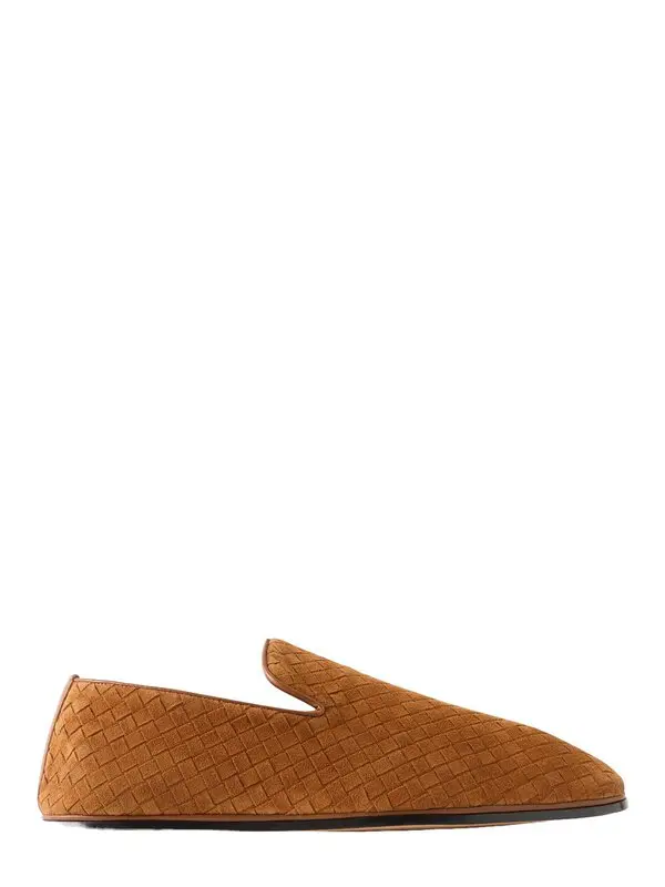 Bottega Veneta Palazzo Intrecciato Suede Loafers - Brown