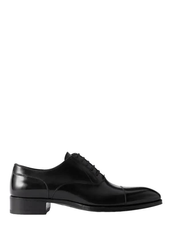 TOM FORD Elkan Burnished-leather Oxford Shoes - Black