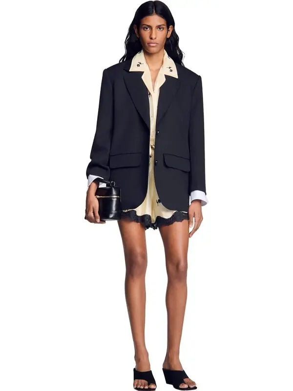 Sandro Mixed-material Satin Jacket - Black