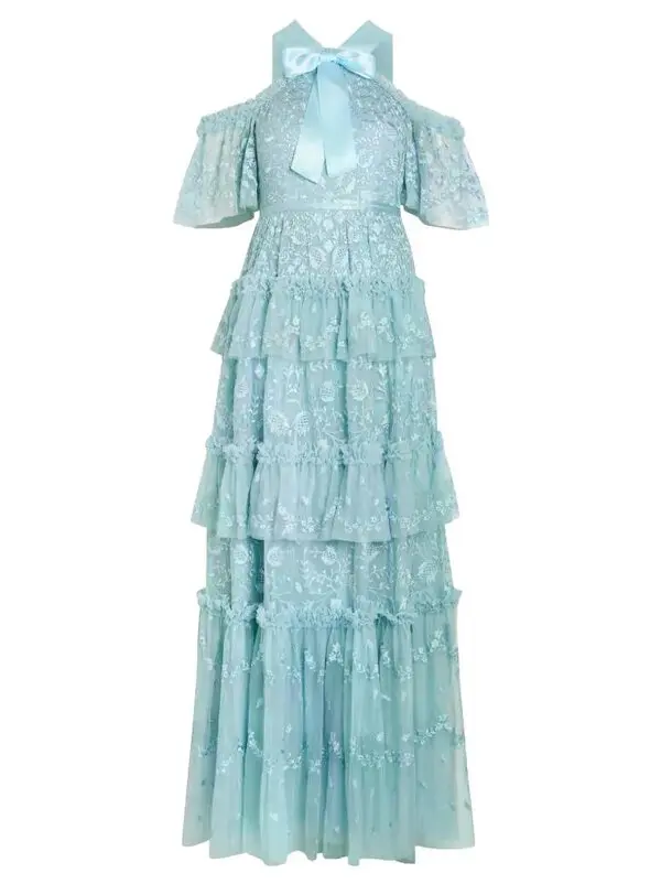 NEEDLE & THREAD Primrose Floral-embroidered Maxi Dress - Blue