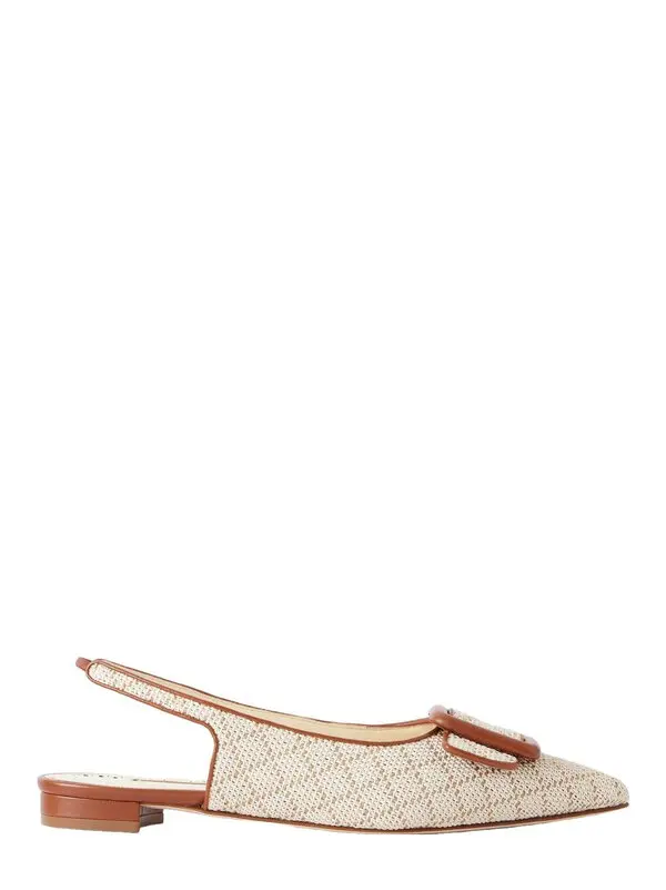Manolo Blahnik Maylurabi Woven Leather-trimmed Slingback Pumps - Neutrals