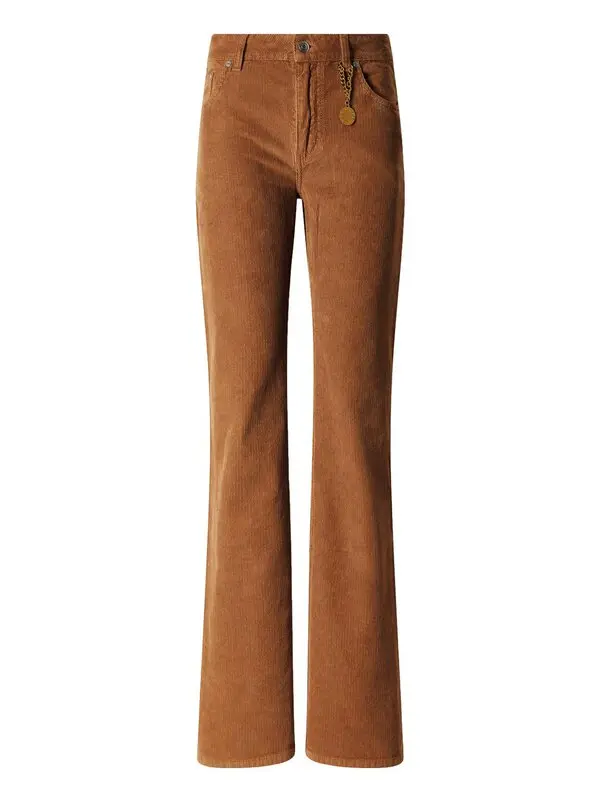 Stella McCartney Cotton Corduroy Flared Trousers - Brown