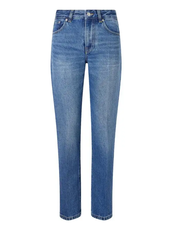 Victoria Beckham Leather-trimmed Low-waist Flared Jeans - Blue