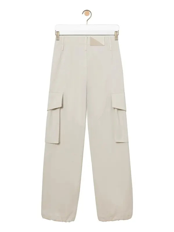 Loewe Cargo Trousers In Cotton And Silk - Ivory