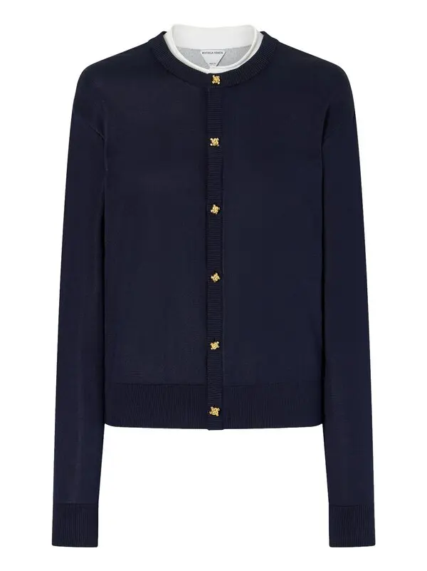 Bottega Veneta Silk Cardigan With Knot Detailing - Blue