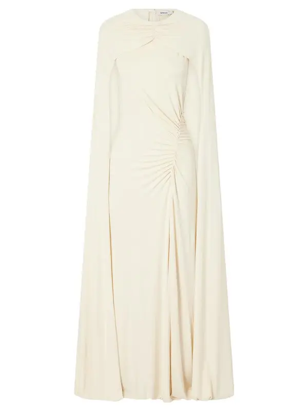 Simkhai Cape-effect Gathered Jersey Gown - Yellow