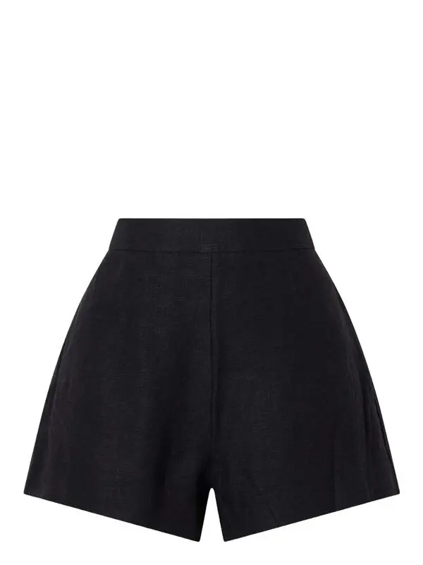 Posse Perri Pleated Linen Shorts - Black