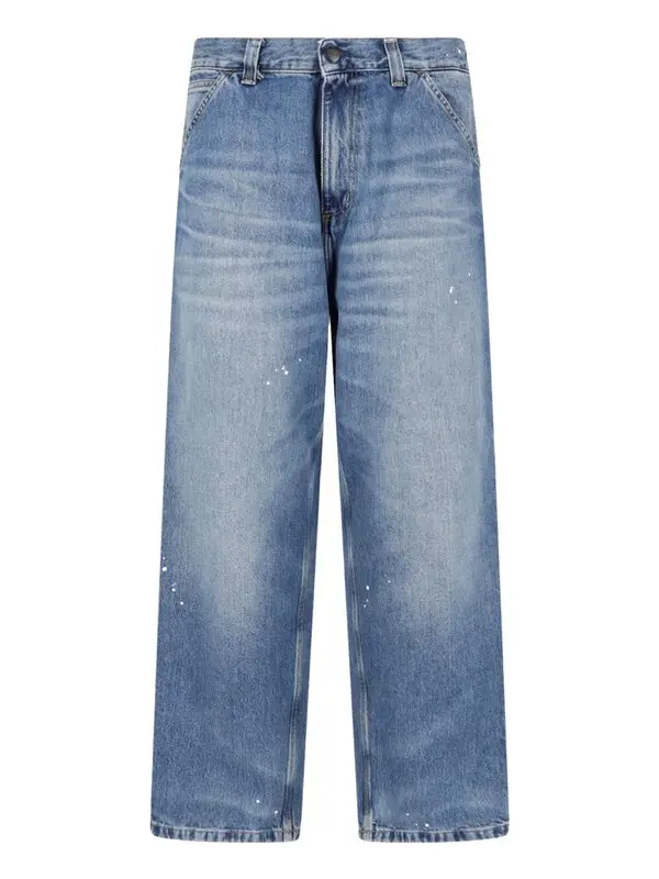 Carhartt Work In Progress Wide Leg Jeans With Single Knee Detailing - Blue