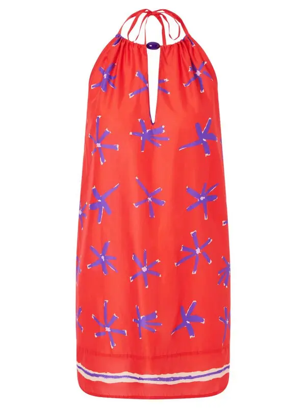 Staud Dani Floral-print Cotton Mini Dress - Red