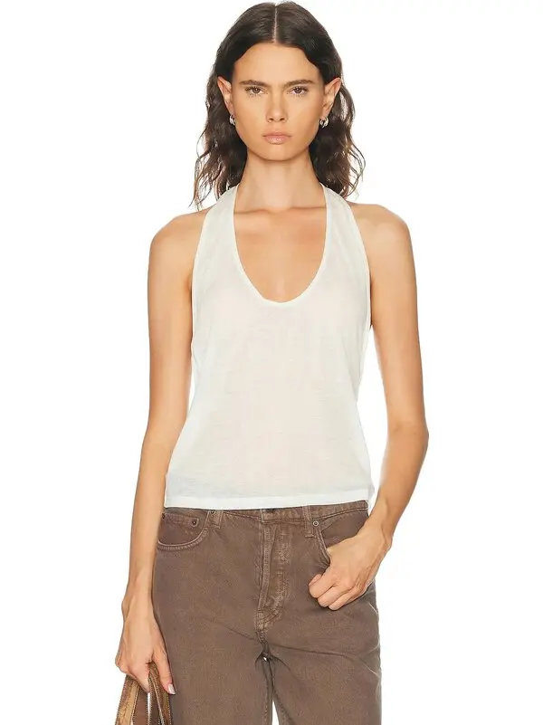EB DENIM Valley Sheer Racer Tank Top - White
