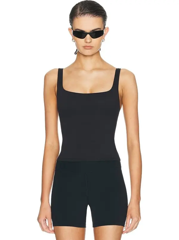 NIKESKIMS Matte Square Neck Tank Top - Obsidian