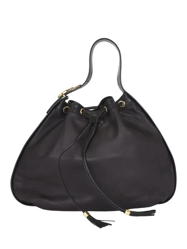 Gucci Interlocking Icon Drawstring Hobo Bag - Black