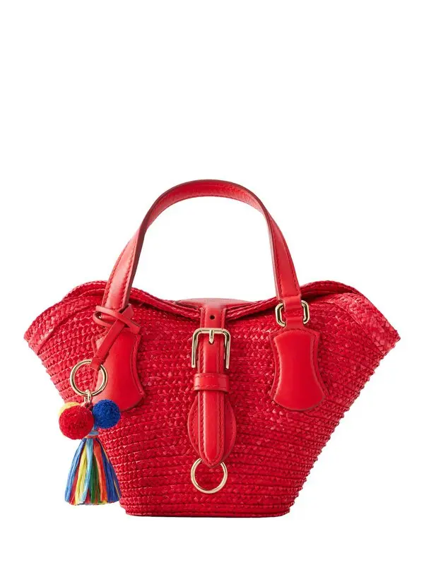 Dolce & Gabbana Coffa Capri Mini Embellished Raffia Tote - Red