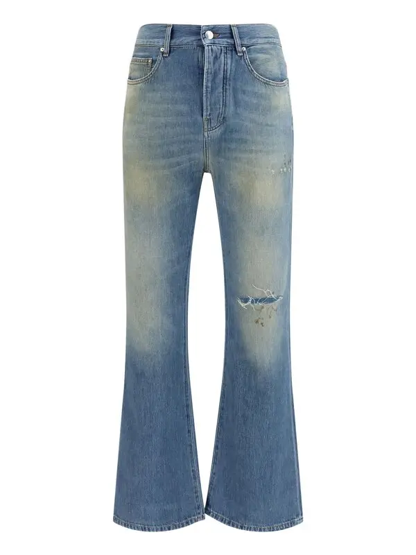 Amiri Slash Flared Distressed Jeans - Light Blue