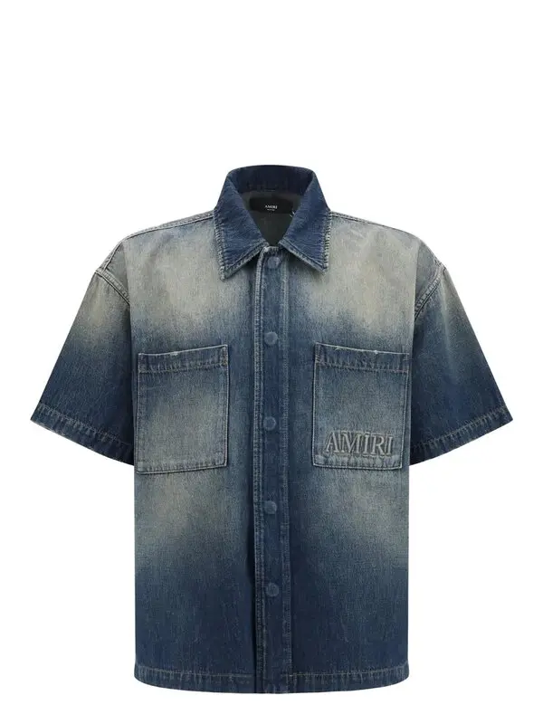 Amiri Ebroidered Logo Deni Shirt Ale - Blue