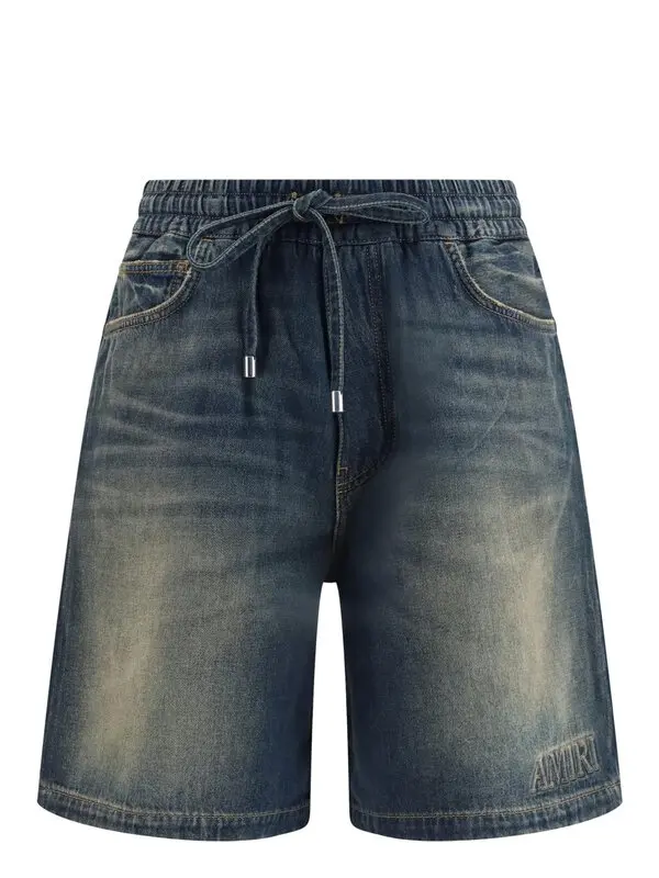 Amiri Drawstring Denim Shorts - Blue