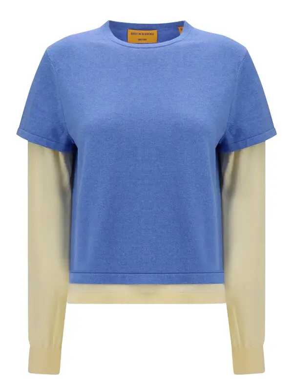 Guest In Residence Layered Lightweight Jersey Top - Blue