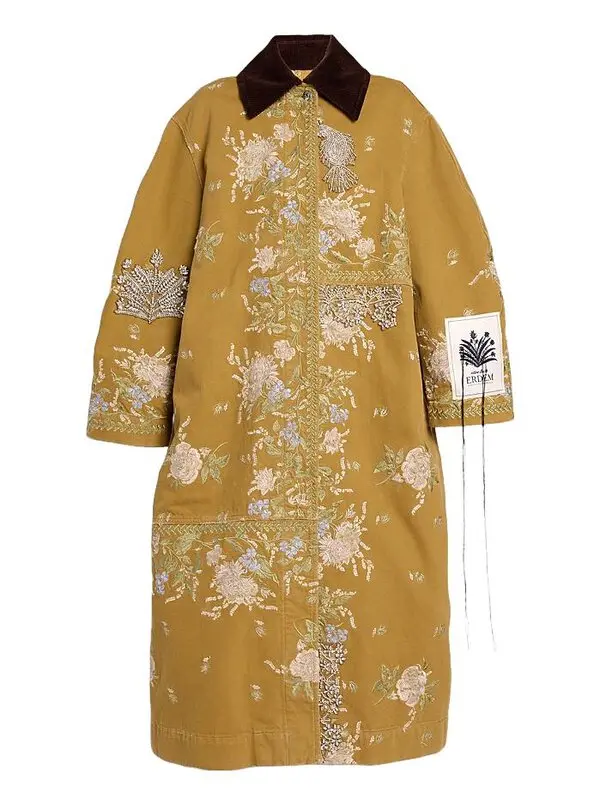 Erdem Embroidered Overcoat - Cumin
