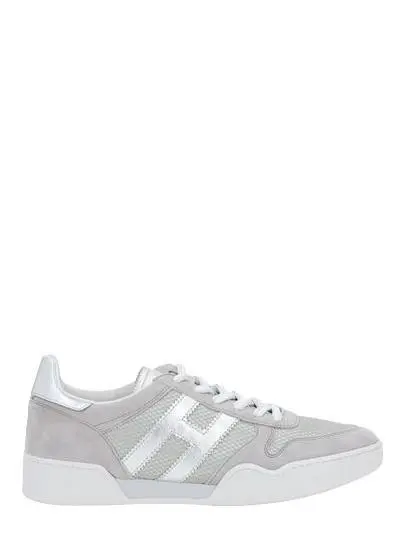 Hogan Soft Leather And Textile Fiber Sneakers - Grey