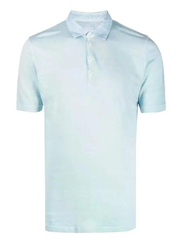 120% Lino Short-sleeve Polo Shirt - Blue