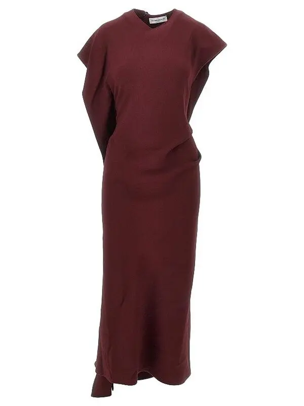 Victoria Beckham Ankle-length Cady Dress With Asymmetrical Hem - Red