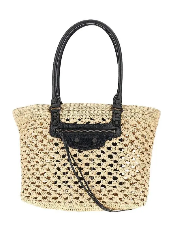 Balenciaga Raffia Medium 'le City' Basket Bag - Beige