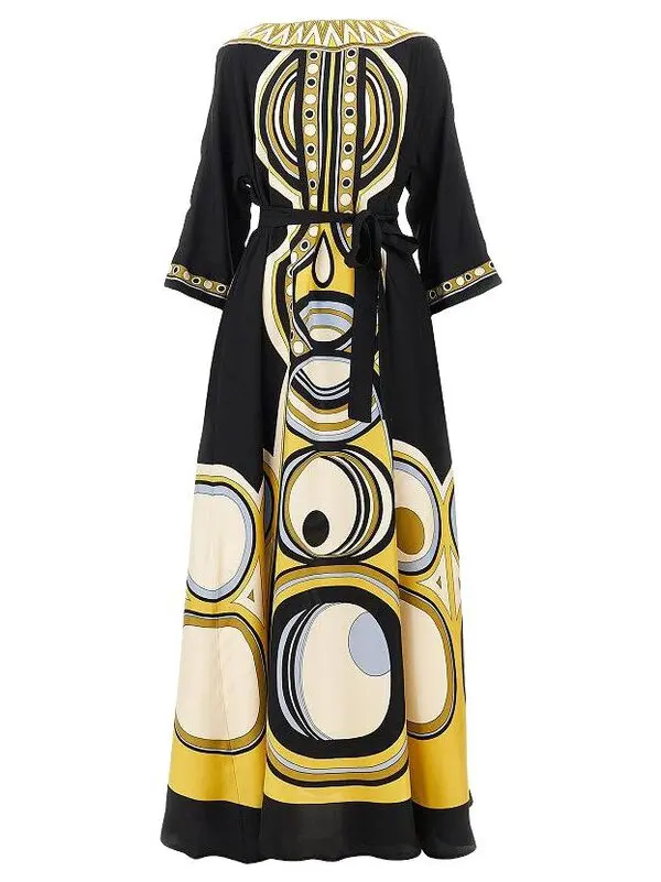 La DoubleJ Printed Silk Sanctuary Placéé Long Dress - Multicolor