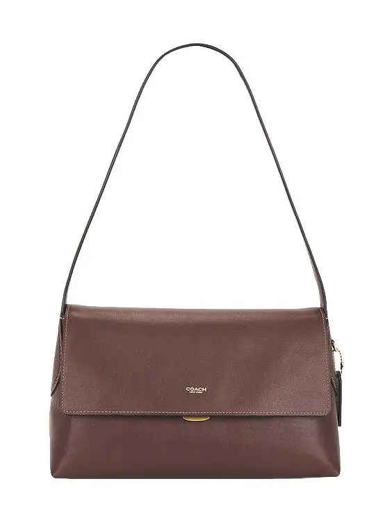COACH Natural Grain Leather Shoulder Bag 30 - Maple