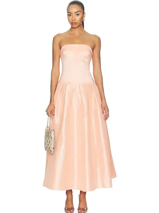 MORE TO COME Strapless Midi Dress - Peach