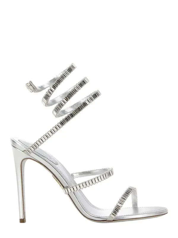 Rene Caovilla Embellished Fabric Cleo Sandals - Silver