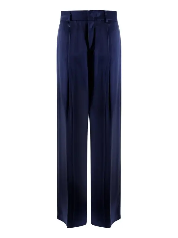 Alberta Ferretti Satin Wide Leg Trousers - Blue