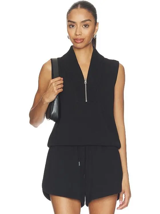 Varley Beau Sleeveless Half Zip Top - Black