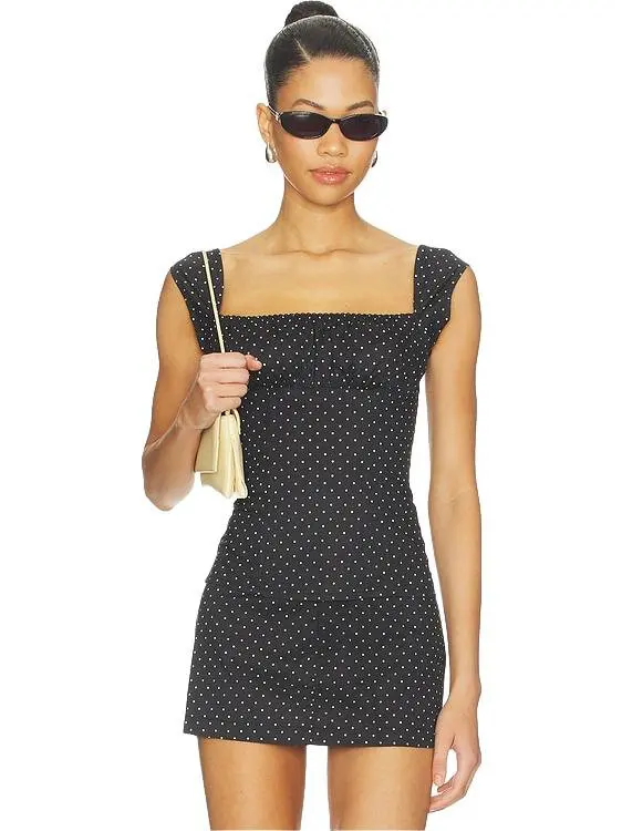 WeWoreWhat Cap Sleeve Ruched Cup Corset - Black