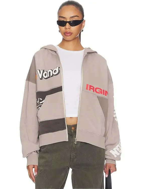 VANDYTHEPINK Paneled Full Zip Hoodie - Grey