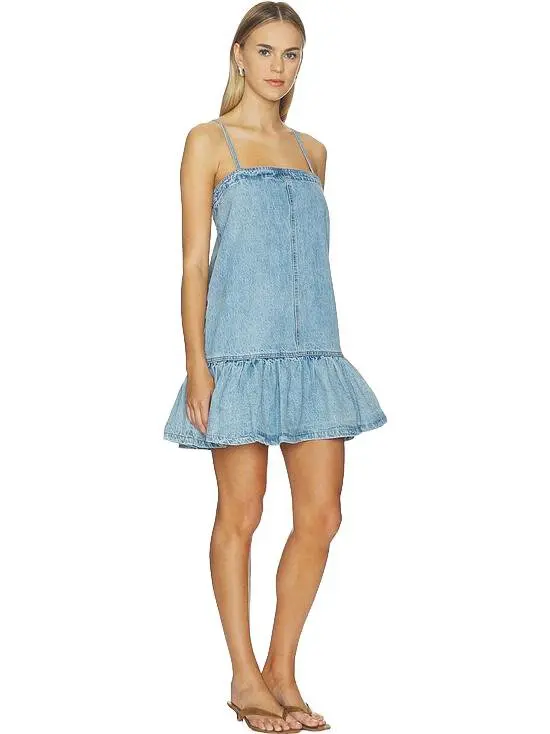 Blanknyc Denim Mini Dress With Ruffled Hem - Blue