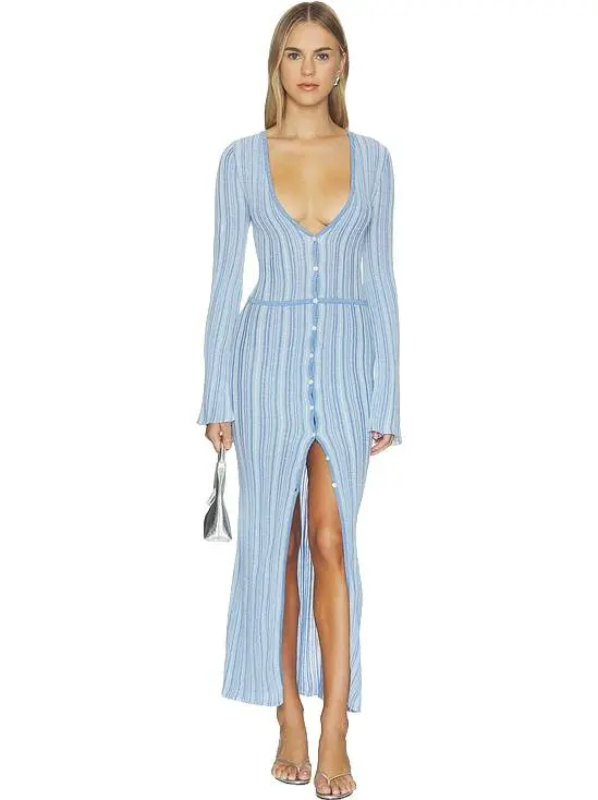 ASTA RESORT Nikita Ribbed Knit Maxi Dress - Blue