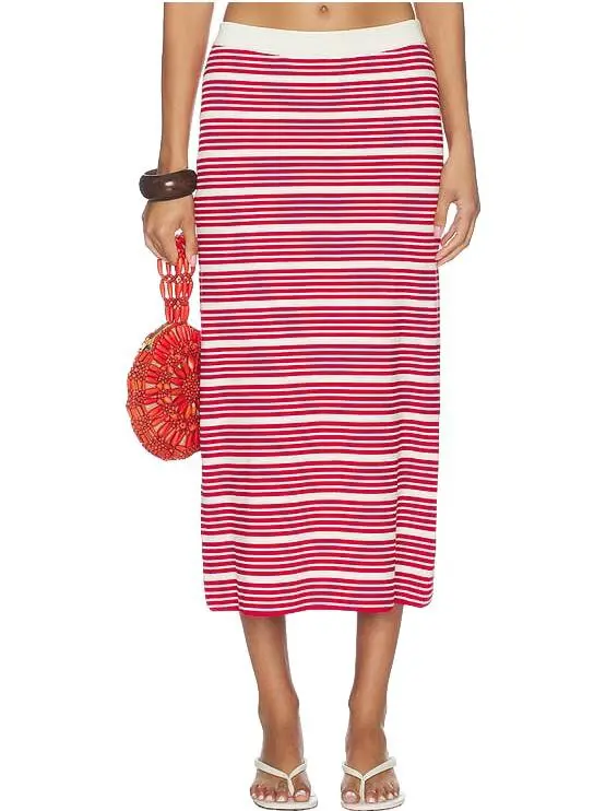 L*Space Ravello Striped Knit Skirt - Red