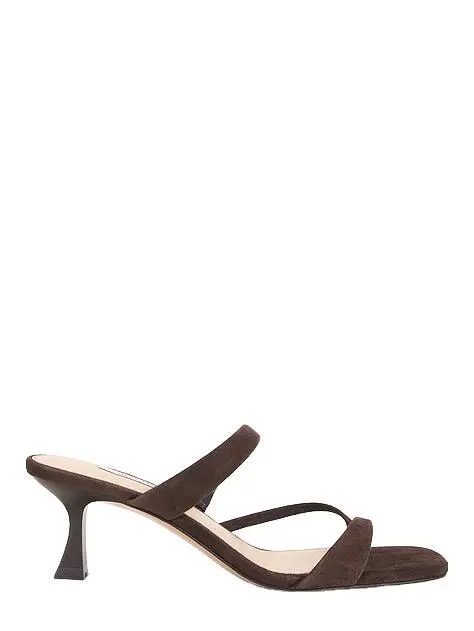 Steve Madden Ajay Strappy Square Toe Kitten Heel Sandal - Chocolate